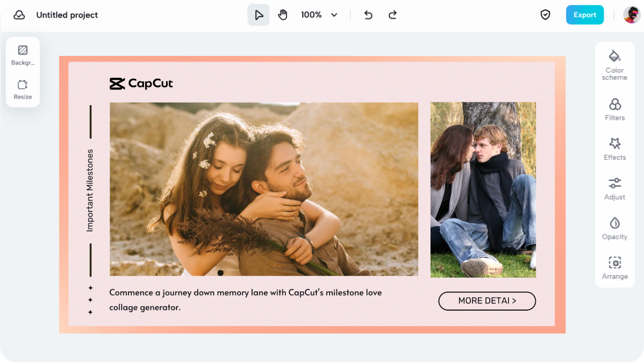 Customizable Love Photo Collage - Online Free Graphics Editor